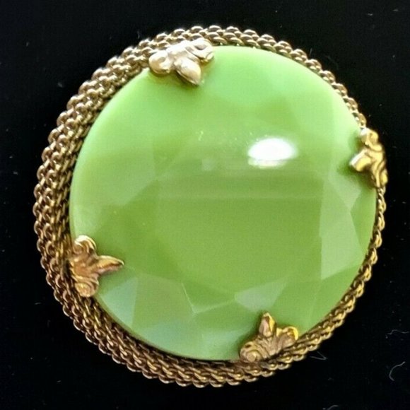 Vintage | Jewelry | Vintage Jewelry Brooch Pin Lime Green Porcelain ...